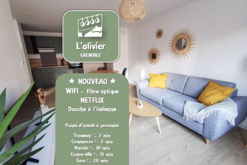 L'olivier - T2 Moderne Et Chaleureux - Garage Gratuit & Tram - Grenoble