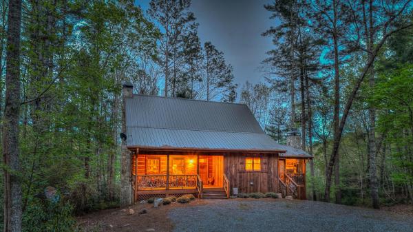 Buckingham Palace- Pet Friendly | Nearby Waterfall | Screened In Porch With Fireplace | Hot Tub - Blue Ridge, GA
