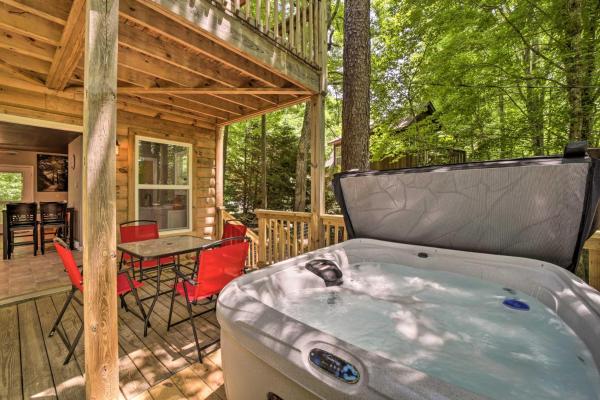 Hot Tub, Yard: Pet-friendly Whittier Cabin - Cherokee, NC