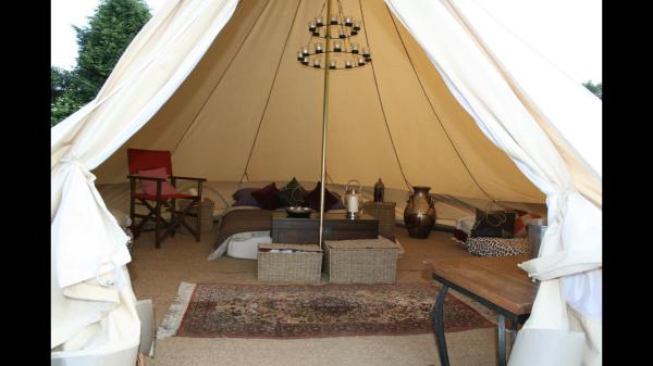 Home Farm Radnage Glamping Bell Tent 7, With Log Burner And Fire Pit - Berkshire
