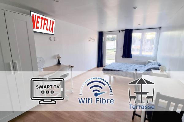 Studio En Rez De Jardin Avec Terrasse Privée - Le Petit Château Avesnois - Tv - Wifi - Logement Complet - Avesnes-sur-Helpe