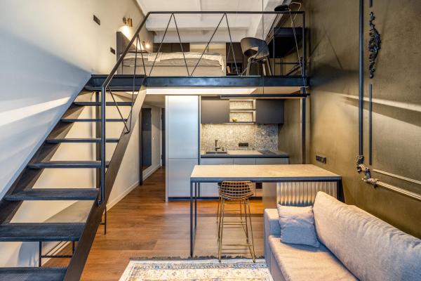 Stylish Black And White Loft - Kaunas