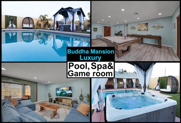 Buddha Mansion Luxury Resort - 8br Modern, Hottub, Huge Pool, Sauna, Bbq Grill, Game Room - North Las Vegas, NV