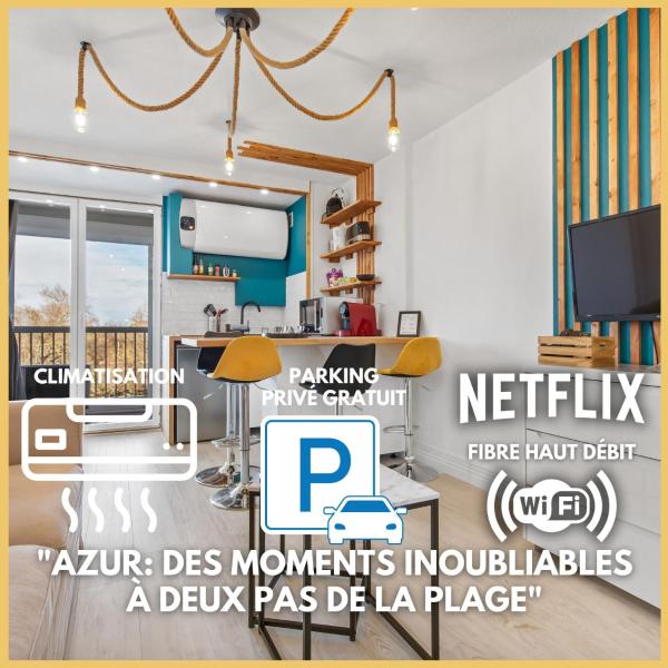 Studio Cabine Azur ,5 Min Mer -5 Min Arena - Clim - Parking Gratuit Privée - 4 Personnes - Mauguio