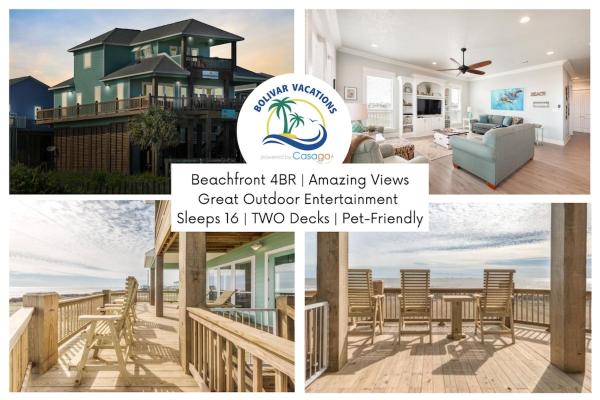 Breezy Point - Beachfront 4br Home With Double Decks And Ocean Views - Crystal Beach, TX