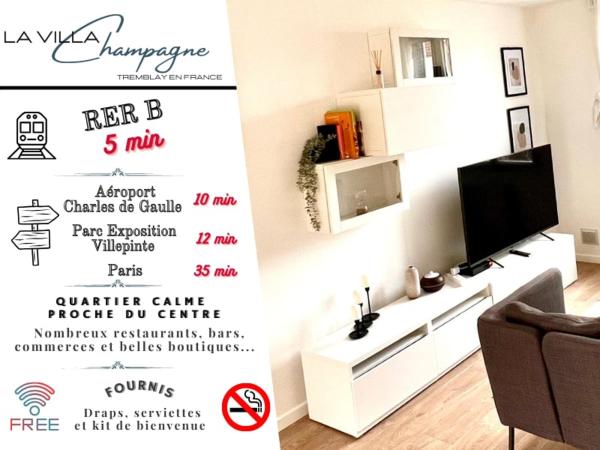 La Villa Champagne - Proche Du Centre, Paris, Aéroport Cdg Et Parc Exposition Villepinte - 弗朗斯地區特朗布萊