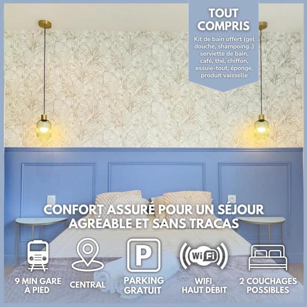 Le Cobalt - Parking Gratuit, Unique & Central - Langueux