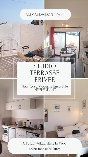 Studio Logement Entier Calme Neuf Climatisé Avec Extérieur - Pierrefeu-du-Var