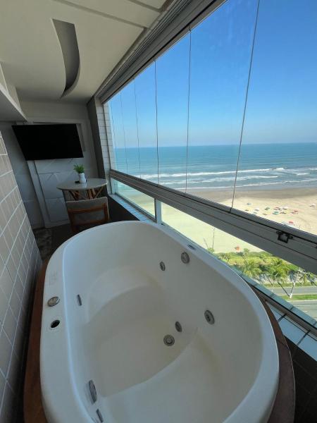 Vista Mar, 1 Dorm, Sacada Com Jacuzzi , Wi Fi ,Garagem, 5 Hospedes, Enfrente Ao Mar - Praia Grande