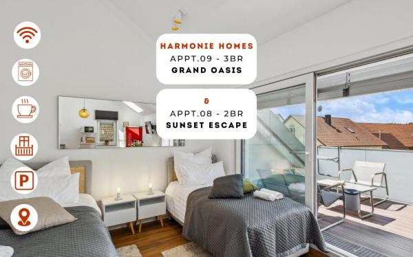 Harmonie Homes - Built In 2025 - Hotel-quality Beds & Linen - Full Kitchen - Fiber Wifi - 4k Smart Tv - 2 Balconies - Elevator - Free Private Parking - Near Augsburg - 20 Min Via Autobahn To Munich-west - Aichach