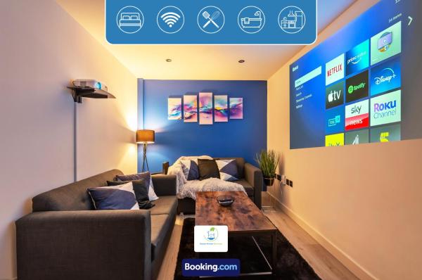 Spacious 1 Bedroom Apartment By Green Haven Escapes Short Lets & Serviced Accommodation Bradford With 4k Cinema Experience - Bradford