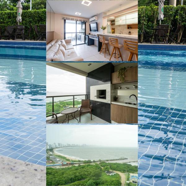 Apto Vista Mar 3 Quartos Ares Condicionados Cozinha Completa Piscina Academia Playground Infantil Salão De Jogos A 50m Praia Reserve Agora Mesmo! - Penha