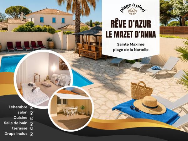 Rêve D'azur Plage De La Nartelle, Mazet 35m2, Parking, Piscine Partagée, Terrasse Bbq & Draps Inclus - Gassin