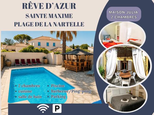 Rêve D'azur Plage De La Nartelle, Maison Julia Avec Piscine Partagée, Parking & Terrasse Bbq, Wifi Et Draps Inclus - Sainte-Maxime