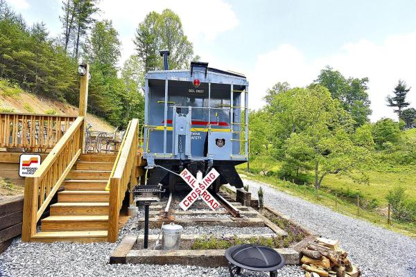 Glamping Caboose Rental Perfect For Families Near Clyde, North Carolina - Lake Junaluska, NC