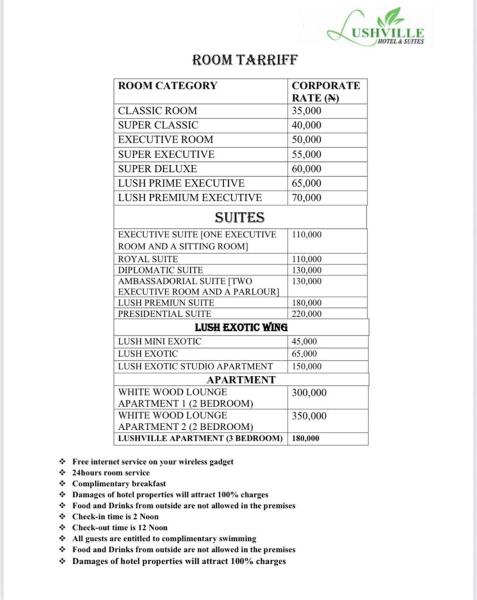 Lushville Hotels And Suites - Benin City
