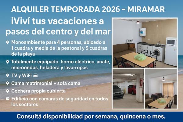 Departamento Monoambiente En Miramar - Miramar