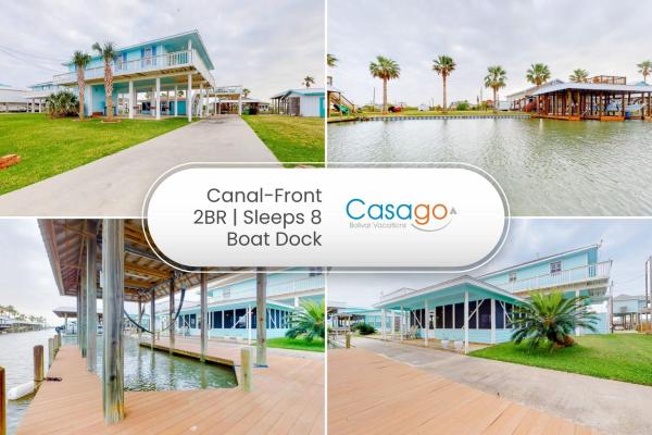 Prime Canal Front W/ Dock Outdoor Kitchen - Crystal Beach, TX