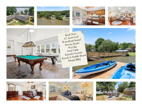 Luxury 4-acre Lakefront Getaway-hot Tub, Private Dock, Paddleboards, Pool Table & Karaoke! - Lancaster, SC