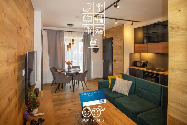 Enjoyharrachov - Atraktivní Slunný Klimatizovaný Apartmán 24 V Centru Harrachova Se Saunou, Parkováním, Wifi-wlan, Sat, Herní Konzolí, Netflix Zdarma A Možností Dobíjení Auta Jen 150m Od Lanovky - Harrachov