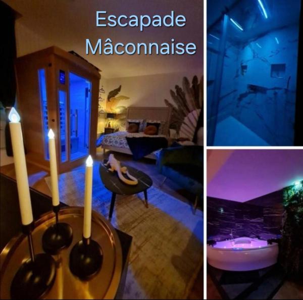 Spa-sauna-ciel De Pluie Tropicale-champagne Nuit Romantique - Escapade Mâconnaise - Mâcon