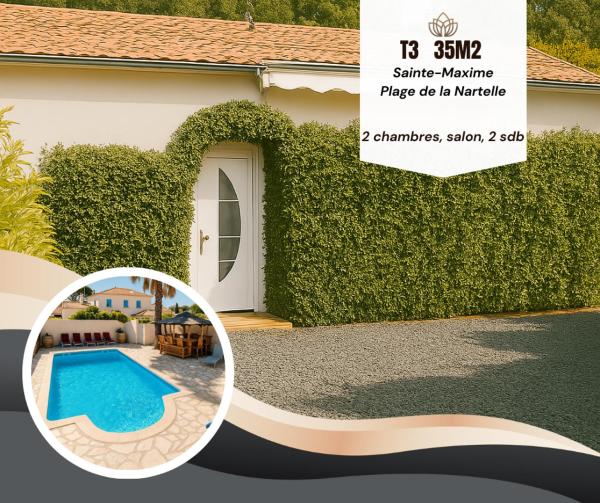 T3 De 35m2, Plage à Pied, Piscine Partagée, Bbq, Parking, Wifi, 2 Chambres 2 Salles De Bain, Résidence Le Rêve D'azur - Sainte-Maxime