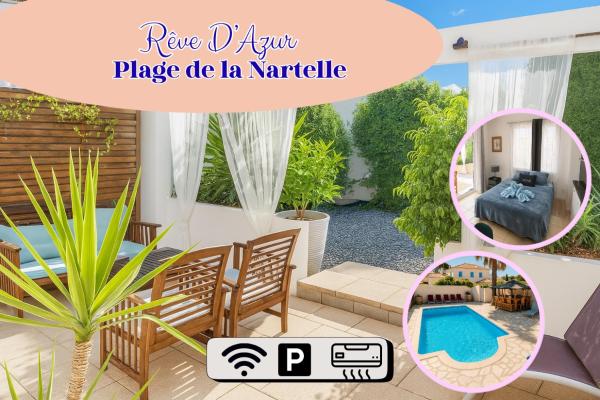 Rêve D'azur Plage De La Nartelle Studio 20m2 Avec Piscine Partagée, Parking Barbecue, Draps Inclus à La Nartelle - Saint-Aygulf