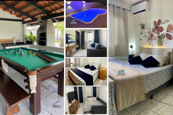 Casa Com Piscina - 02 Quartos à 900m Praia E 3km Do Beto Carrero - Estacionamento - Area De Lazer Com Churrasqueira E Sinuca - Wi-fi E Cozinha Completa - Penha