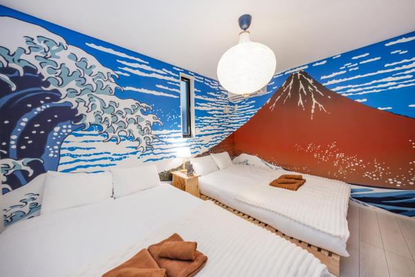 Skywind Heaven Hokusai Ukiyoe Villa, Skytree Rooftop View, 6 Min Walk, 110sqm, 3br 5 Beds, Free Parking - Tokyo