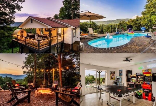 Heated Pool Open! Mountain Views! Hottub! Sauna! Arcade - Black Mountain, NC