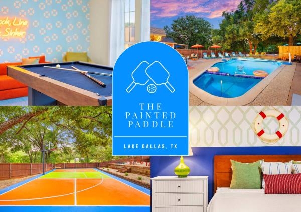 Resort Style Backyard Pool Pickleball Court - 덴턴