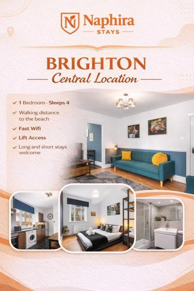 Central Brighton 1-bed Apartment Sleeps 4 - Hove
