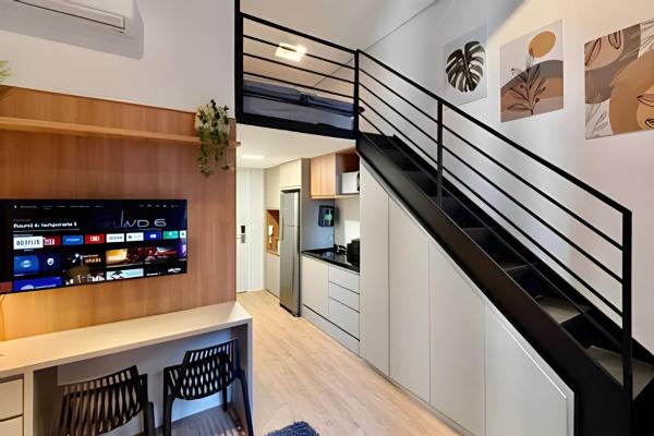 Studio Incrível Com Mezanino No Brooklin - Moema