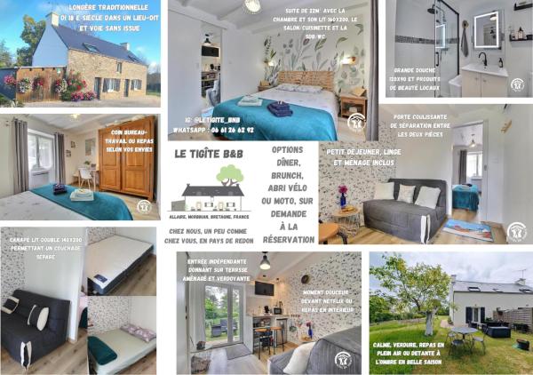 Le Tigîte B&b - Entrée Privée, Petit Déj-linge-ménage Inclus, Dîner-brunch Possibles, 2 Espaces Nuit Séparés 1 à 4 Personnes - Redon