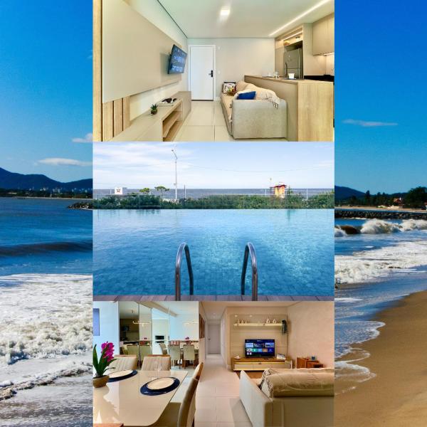 Aptos Pé Na Areia Vista Mar Condomínio Resort Completo Com Piscina Borda Infinita, Beach Tennis, Academia, Sala De Jogos, Brinquedoteca, Playground E Portaria 24h 2 Quartos Com Ar-condicionado, Churrasqueira Privativa Reserve Agora E Viva Essa Experiência - Barra Velha