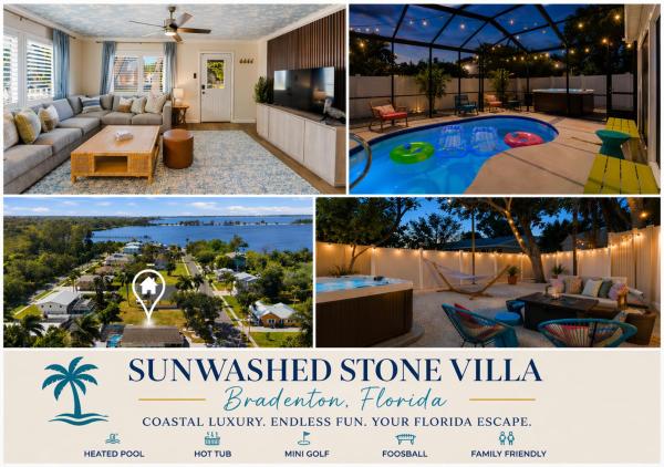 Sunwashed Stone Villa With Heated Pool, Hot Tub & Mini Golf - Bradenton, FL