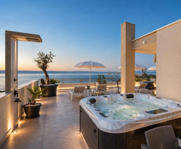 Penthouse Apartment Golden View With Private Jacuzzi And 100m2 Terrace By Makarska Exklusiv - Makarska