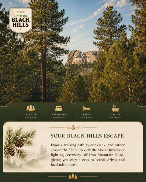 Grizzly Bear Creek- Mt Rushmore Views- Hot Tub - Keystone, SD