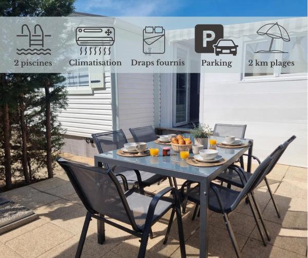 L'isa - Bungalow Confort- Clim - Wifi - Piscines - 2km Plages - Saint-Hilaire-de-Riez