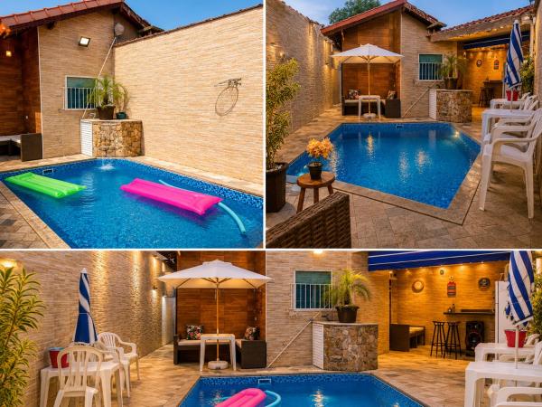 Casa Moderna E Aconchegante à Beira Mar, Com Opção De Piscina Aquecida Cobrado à Parte, ÁRea Gourmet Com Churrasqueira Em Deck Coberto Frente A Piscina, Aconchegante Sala De Estar Com Lareira, Garagem Para 4 Carros, Casa Pé Na Areia A 50 Metros Da Praia - Praia Grande