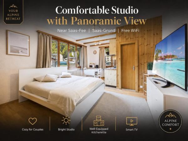 Comfortable Studio With Balcony And Panoramic View - Saas-Grund