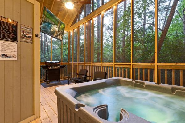 Honey Bee Cabin With Hot Tub And Outdoor Tv Near Helen - Lake Burton, GA