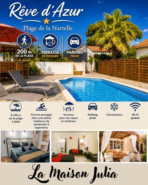Maison Julia Du Rêve D'azur- Plage De La Nartelle à 200m - 2 Chambres - Piscine Partagée - Parking- Bbq- Séjour Calme Et Détente- Draps Inclus- Check-in 20h Maximum - Saint-Tropez