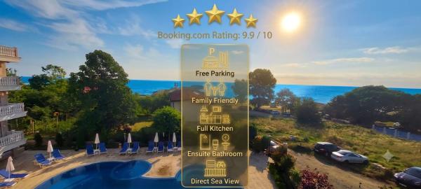 Sea Wolf Apartman Луксозен апартамент с панорамна гледка към морето климатик с нова напълно оборудвана кухня отделна баня с тоалетна гледка към басейна на 30 м от плажа Паркинг към хотела Навсякъде близо - Kiten
