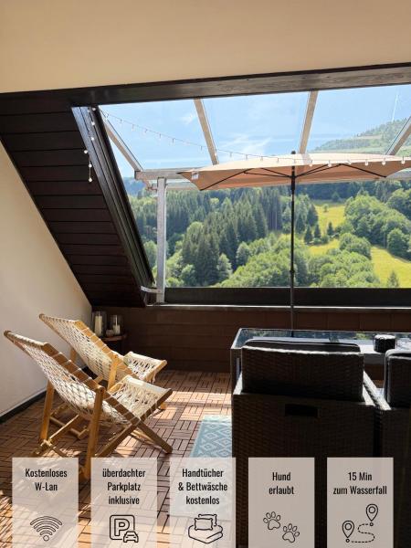 Ferienwohnung Mit Ausblick Dachterrasse Ideal Für Paare Und Hund Direkt Am Wanderweg 15 Min Zum Wasserfall Und Hängebrücke - Notschrei
