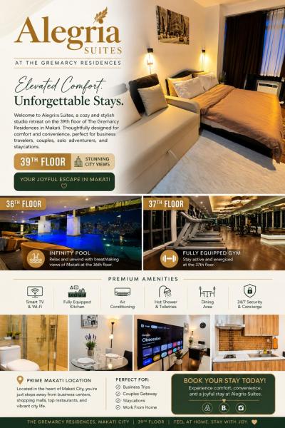 Alegria Suites At The Gramercy Residences In Poblacion Makati - Taguig