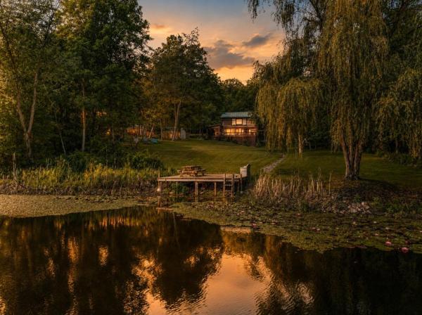 Pondview Cabin - Rustic Log Style Home, Grill, Wifi, Screen Porch, Trail, View, Pond Access, King Bed - Berkeley Springs, WV