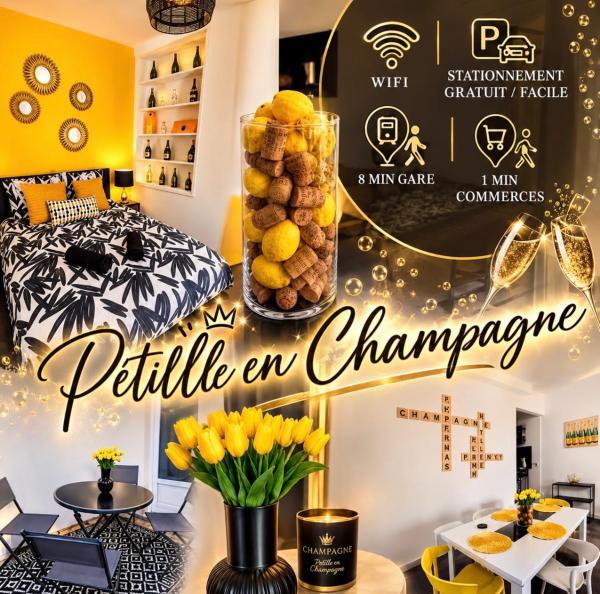 Petille En Champagne, Parking -Terrasse -5 Min Gare - Centre Ville -Rdc - Épernay
