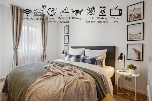 Gelbe Koffer - Business & Family Apartment In Neunkirchen - 2 Separate Sсhlafzimmer - Bis 5 Pers - Badewanne - Balkon - Bexbach