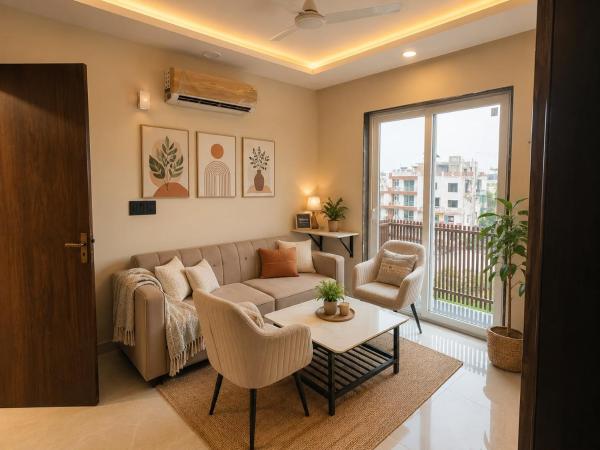 Modern Apartment In Gurugram Near Metro With Rooftop View, Designer Decor & Prime Location For Business Or Leisure Stays - グルガーオン